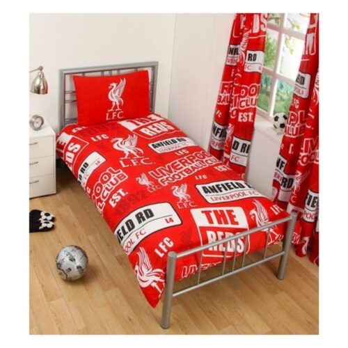 Liverpool F.C Reversible Single Duvet Cover and Pillow Case Bedding Set ...