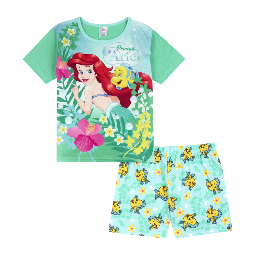 Official Girls Disney The Little Mermaid Short Summer Pyjamas Princess ...